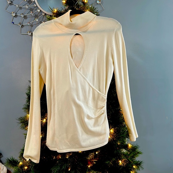 Cache | Tops | Cream Cut Out Turtle Neck From Cach | Poshmark